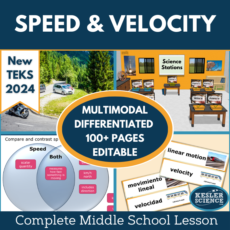 TEKS 7.7B Speed & Velocity Activities for Middle School Science